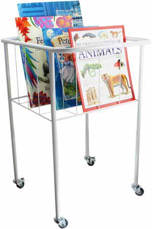 Big Book Storage Trolley - White with 4 Compartments - Walib